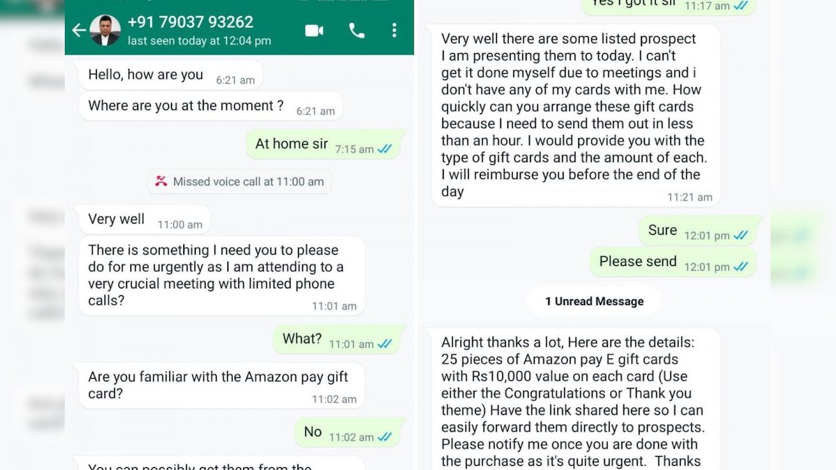 online fraud whatsapp fraud money demanded for amazon gift coupon ...