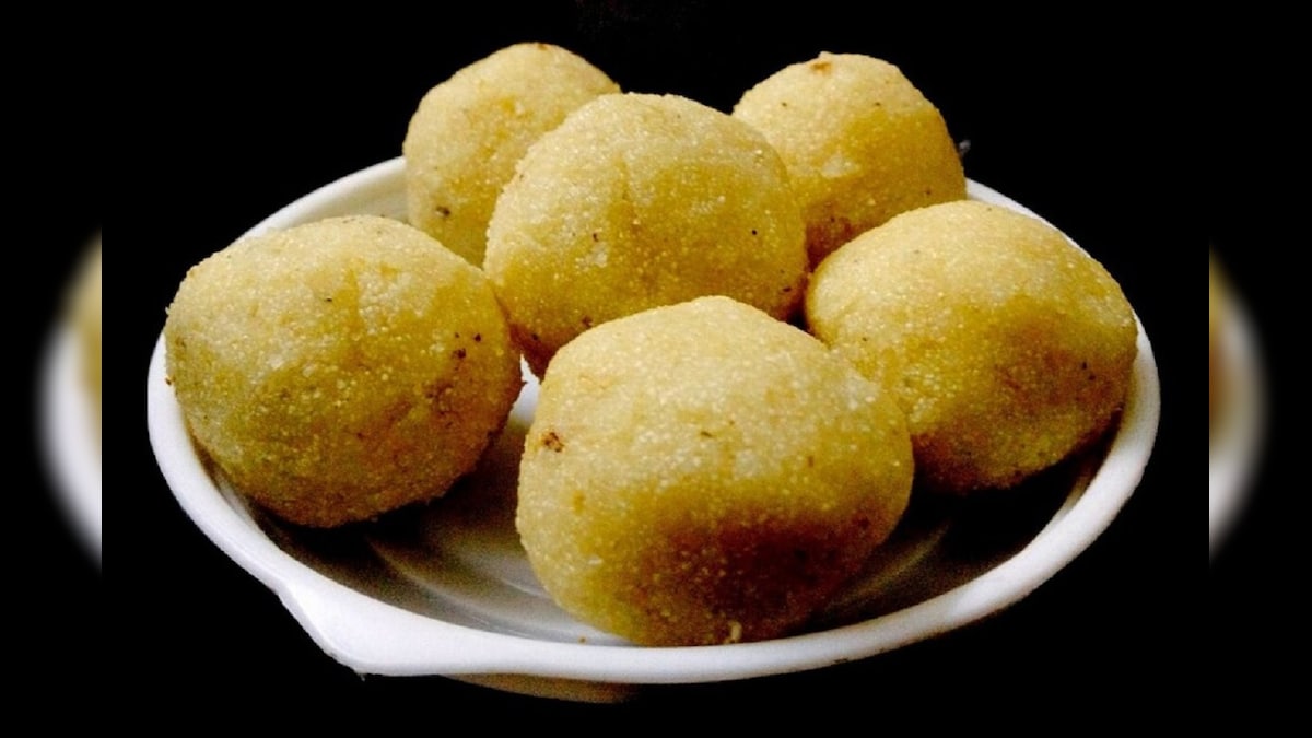 Kasar Laddu Recipe made with rice flour powdered jaggery and ghee as ...