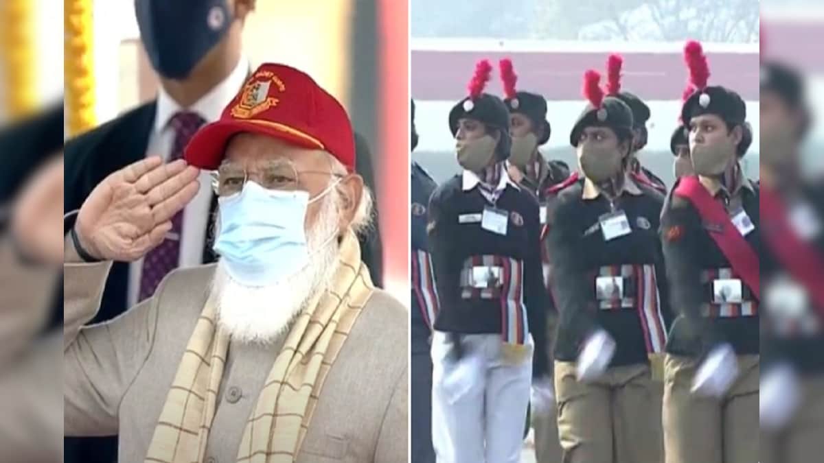 NCC Rally 2021 Prime Minister Narendra Modi inspects the parade at the ...