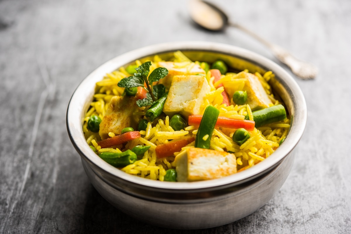 Paneer Pulao Recipe made with fresh paneer basmati rice and spices for ...