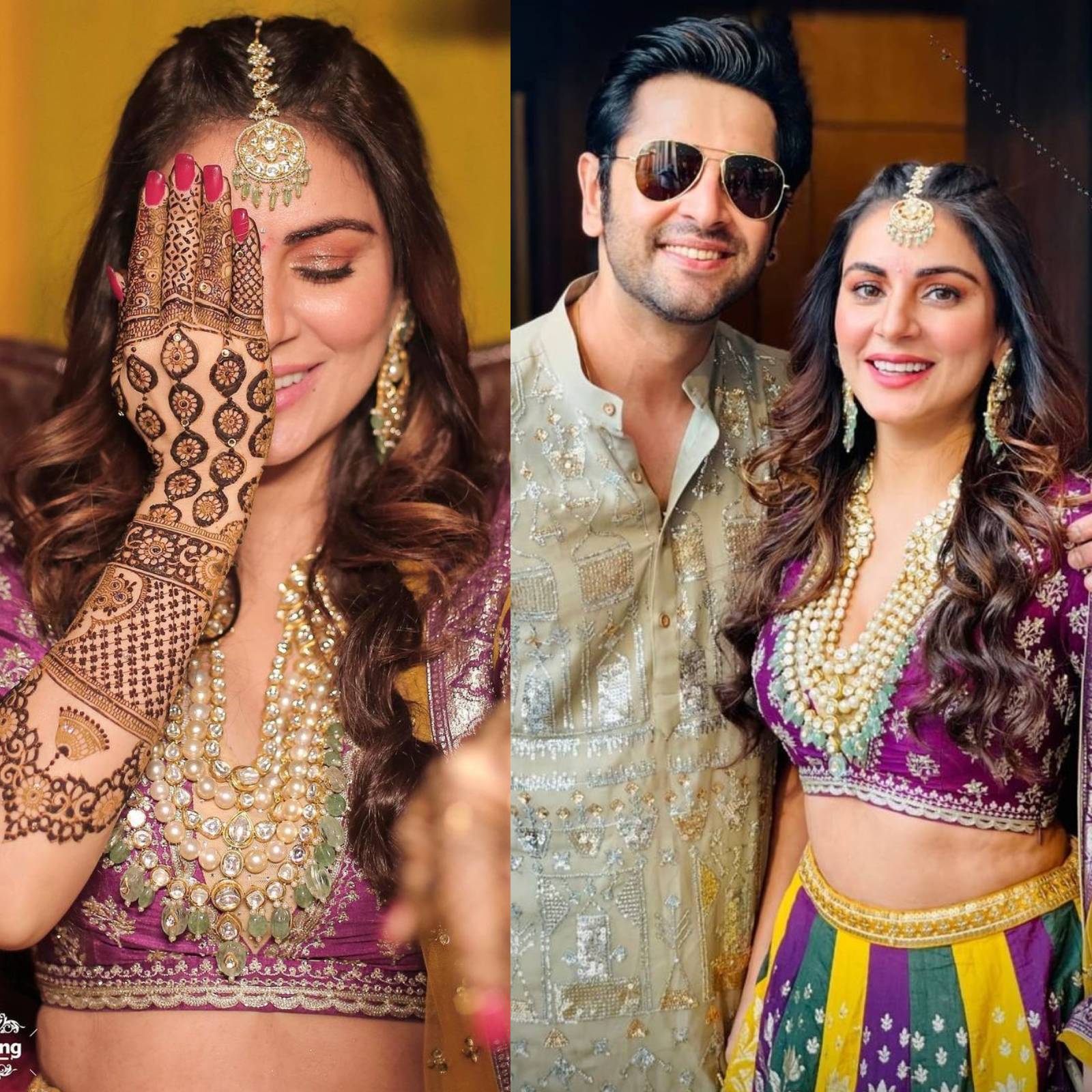 Shraddha Arya looks beautiful mehendi ceremony in a purple yellow ...