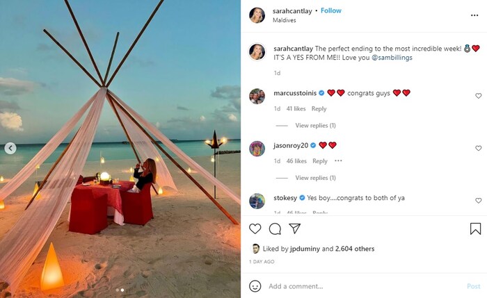 England cricketer sam billings engaged to his girlfriend sarah cantlay ...