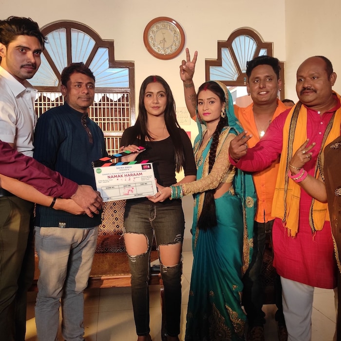 Trisha kar Madhu Uses Sindoor during Bhojpuri Film Namak Haraam Shooting Ashi Tiwari See pics ...