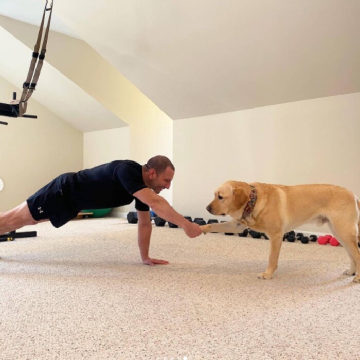 Talented Labrador performing yoga with his owner winning hearts pratp ...
