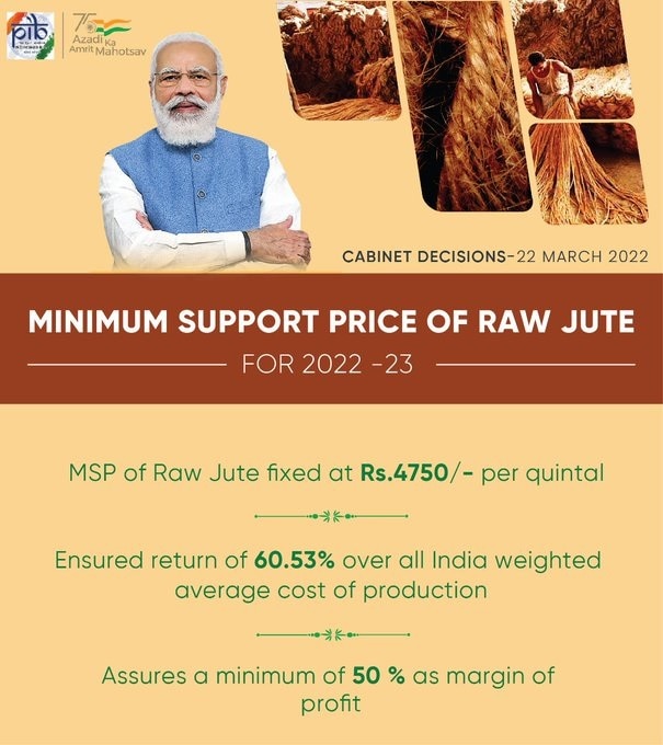 किसानों के लिए गुड न्यूज! सरकार ने बढ़ाए जूट के दाम, एमएसपी में 250 रुपये का इजाफा - cabinet ...
