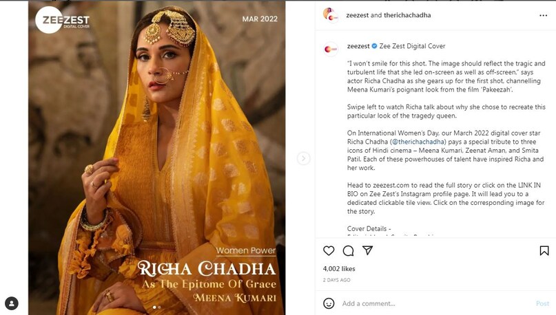 Richa Chadha ने दिलाई स्मिता पाटिल की याद, मां के अंदाज में एक्ट्रेस को ...