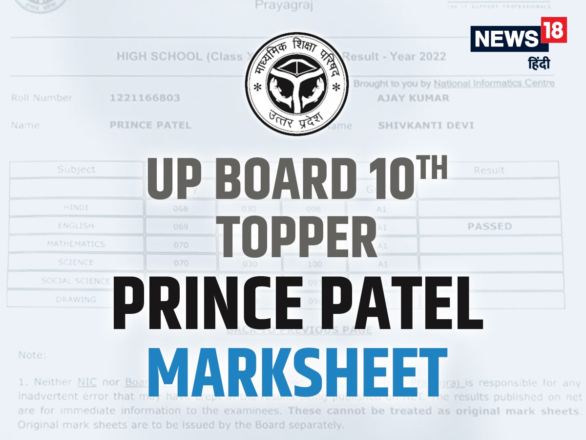 UP Board 10th Topper Marksheet: प्रिंस को गणित में मिले 100 अंक, यहां ...
