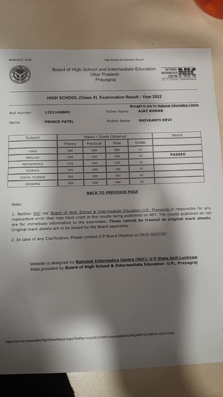 UP Board 10th Topper Marksheet: प्रिंस को गणित में मिले 100 अंक, यहां ...