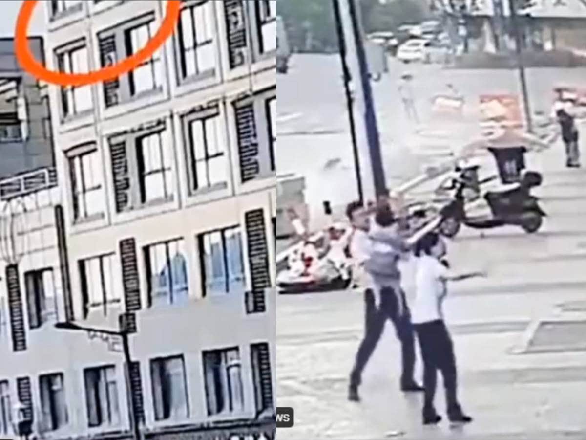 Video : पांचवीं मंज़िल से गिरी बच्ची, नीचे खड़े शख्स ने कैच करके बचाई ...