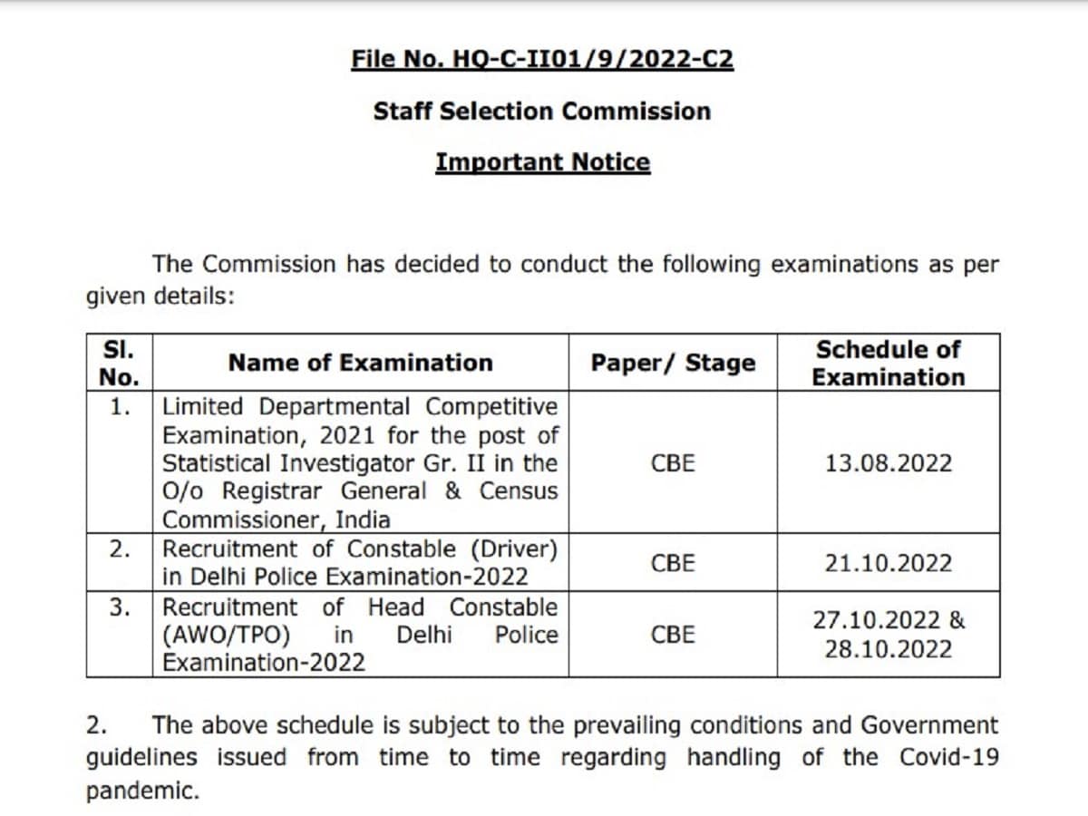 SSC Delhi Police Head Constable Exam 2022: इस तारीख को होगी दिल्ली ...