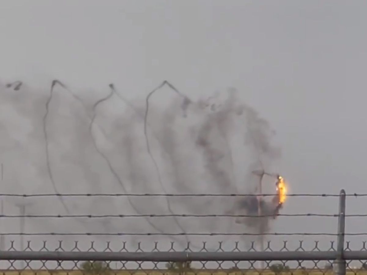 VIDEO: बिजली गिरने से टरबाइन में लगी आग, जलती हुई पंखियों को देख हैरान ...