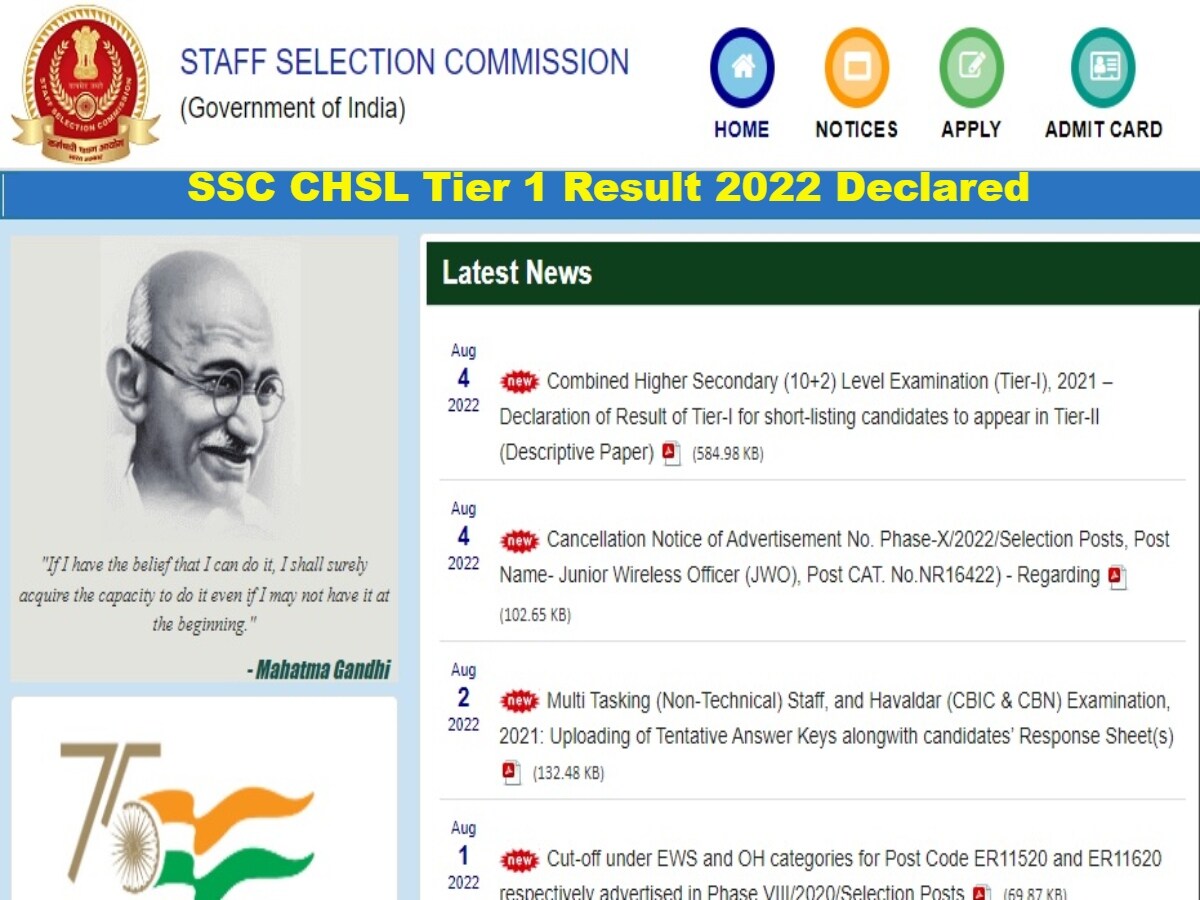 SSC CHSL Tier 1 Result 2022 Declared: जारी हुआ SSC CHSL Tier 1 2022 का रिजल्ट, इस Direct Link से ...