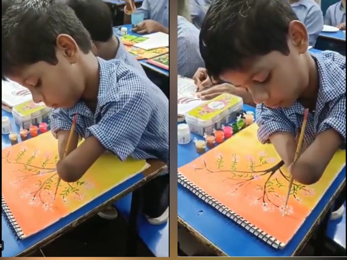 बिना हाथों के नन्हें कलाकार ने जबरदस्त पेंटिंग बनाकर जीता दिल, हौसले और ...