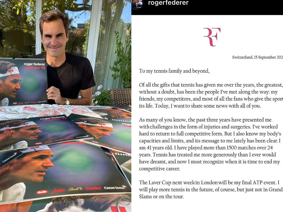 रोजर फेडरर ने लिया टेनिस से संन्यास, 20 ग्रैंड स्लैम के हैं मालिक; कहा ...