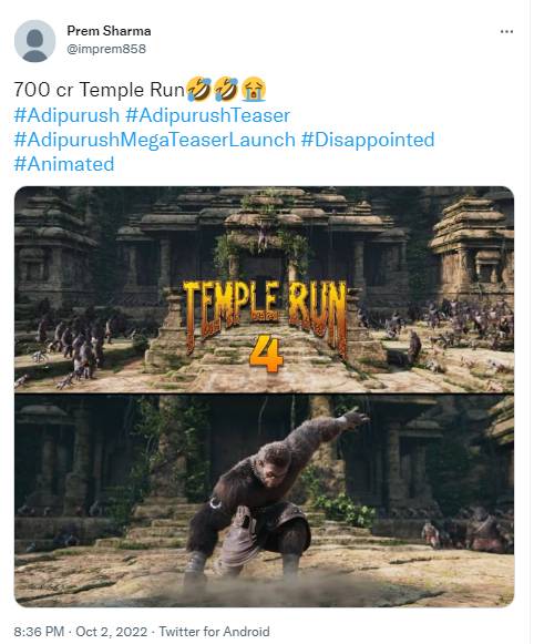 Adipurush Meme: '700 करोड़ की टेंपल रन', 'गेम ऑफ थ्रोन्स की कॉपी ...