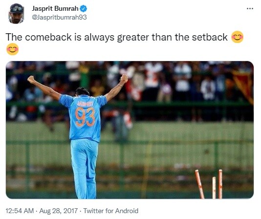 'वापसी हमेशा असफलता से बड़ी होती है' : जसप्रीत बुमराह का 5 साल पुराना ...