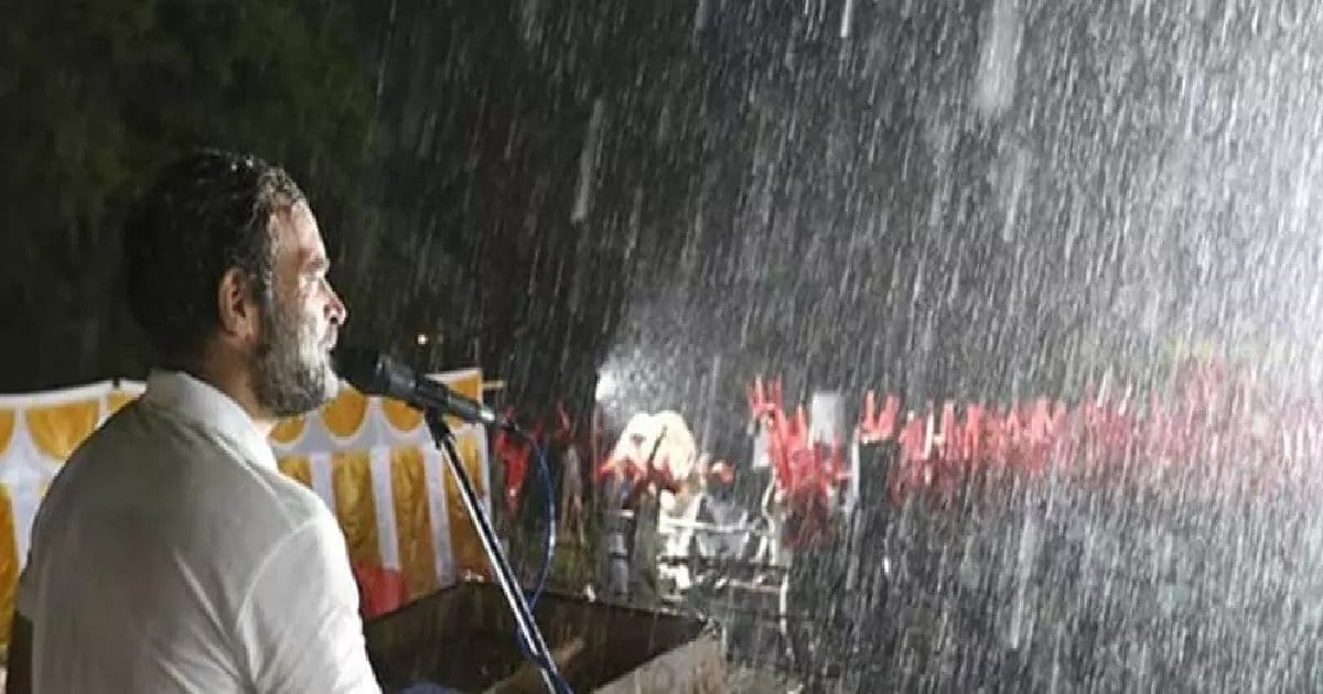 Video: जब मूसलाधार बारिश में भी भाषण देते रहे राहुल गांधी, सुनने वाले ...