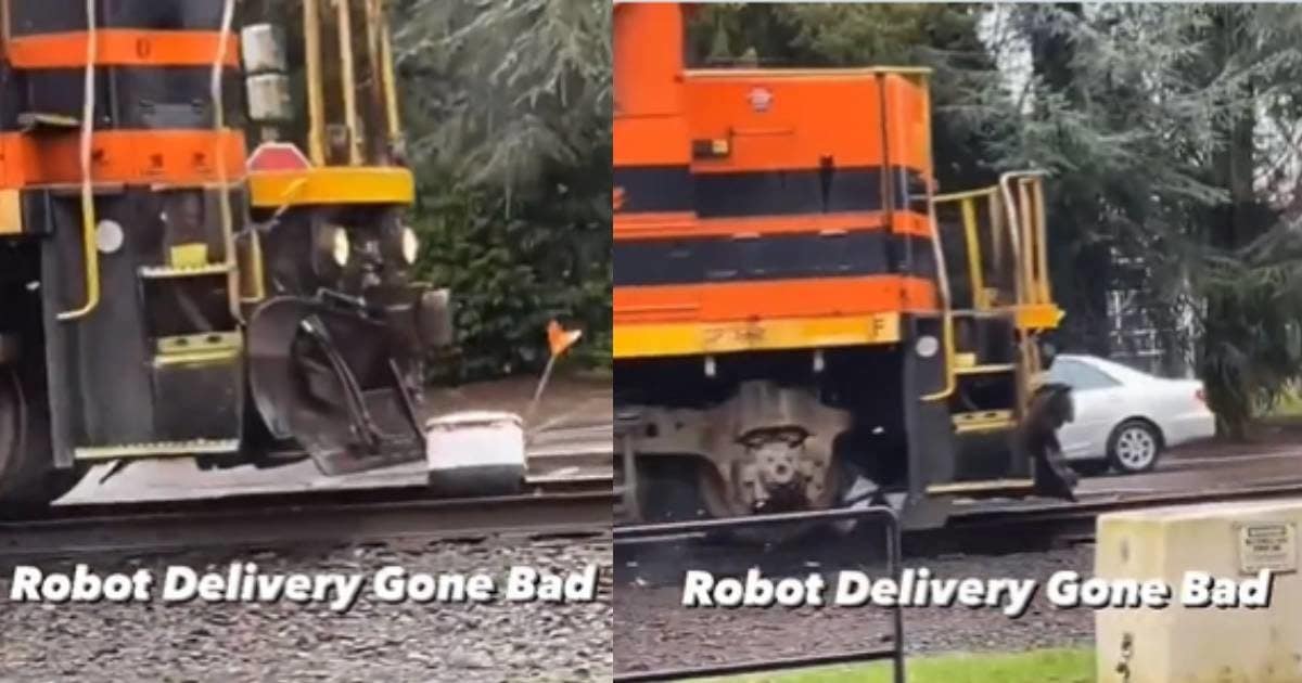 Video: डिलीवरी करने के लिए निकला था रोबोट, देखिए रेलवे ट्रैक पर पहुंचते ...