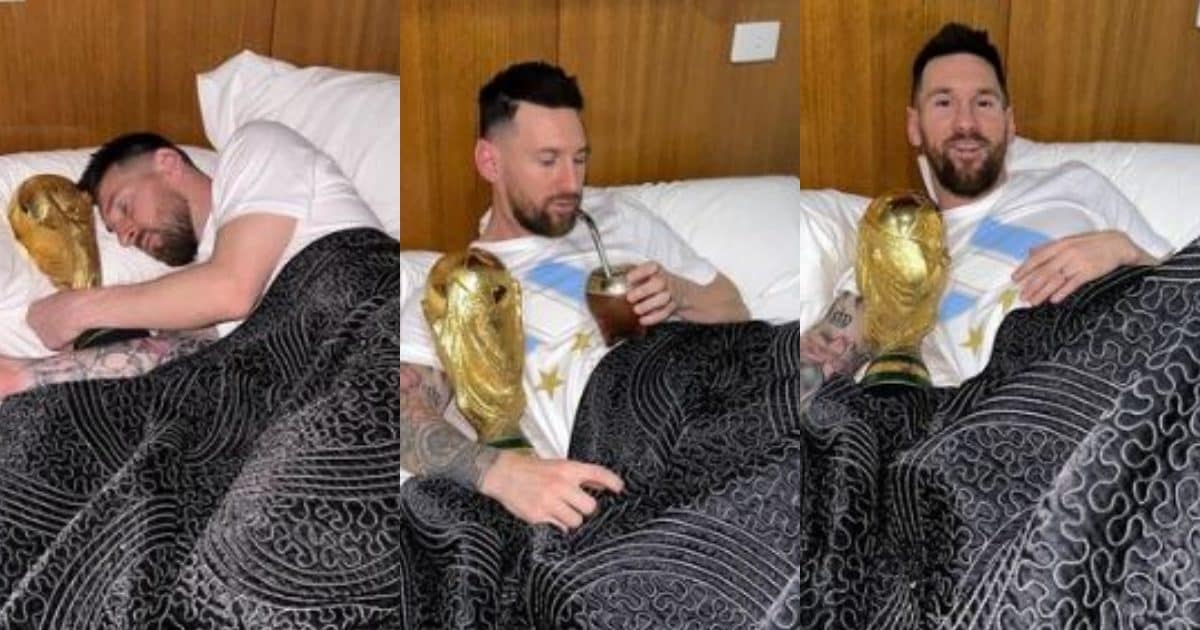 Lionel Messi बच्चे की तरह ट्रॉफी को दे रहे प्यार और दुलार... सीने से ...