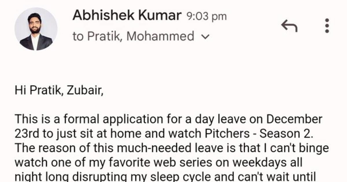'घर पर बैठकर वेब सीरीज़ देखनी है, छुट्टी चाहिए' शख्स ने लिखा दिलचस्प ...