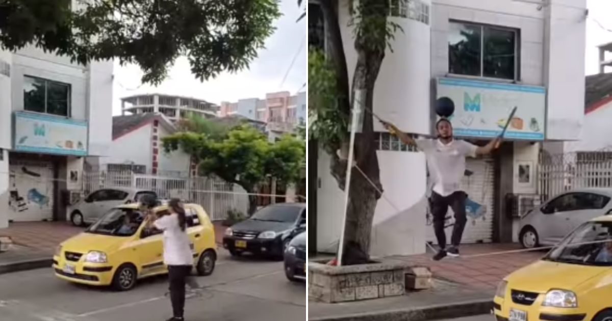 VIDEO: बीच सड़क पर ट्रैफिक रोककर शख्स ने दिखाया करतब, बॉल को हाथ से ...