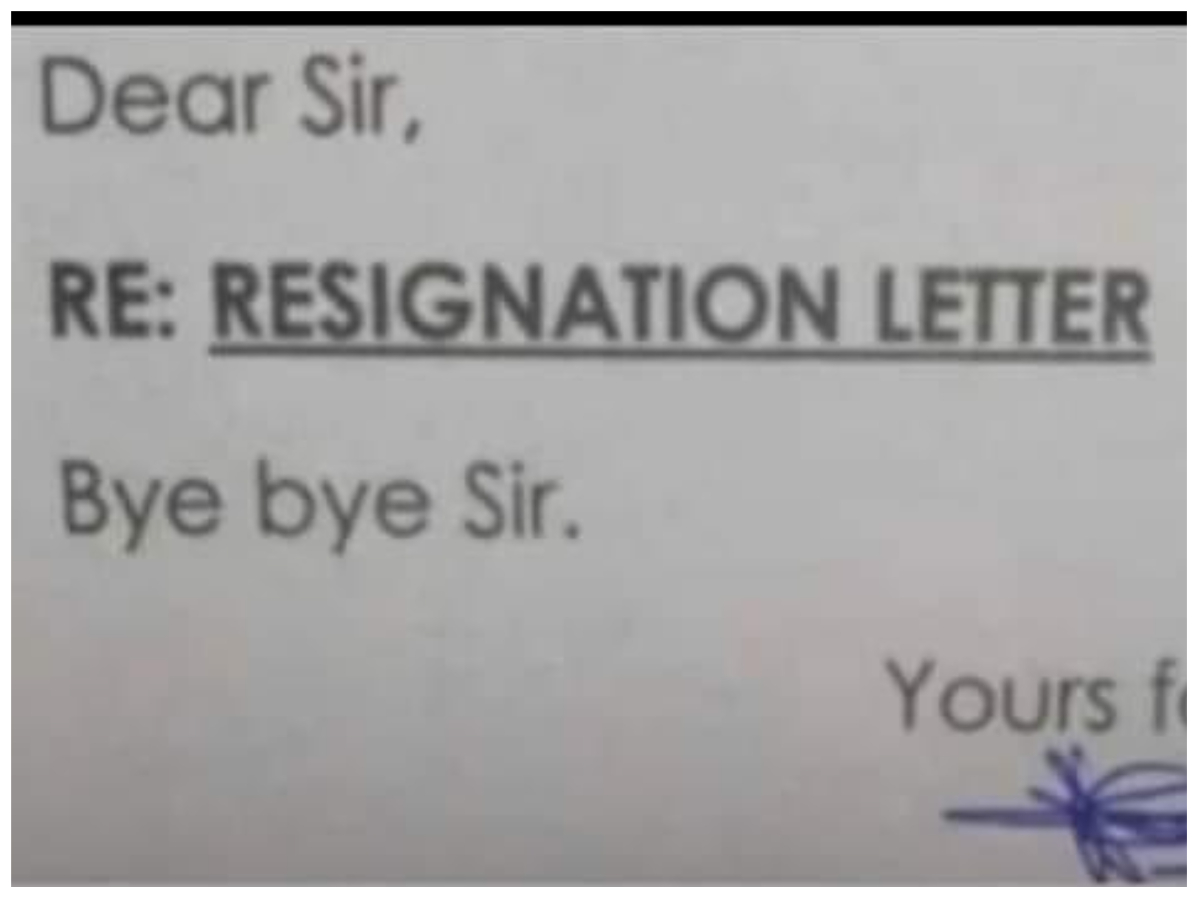 Resign letter: दुनिया का सबसे छोटा रेजिग्नेशन लेटर! 3 शब्द लिखकर छोड़ ...