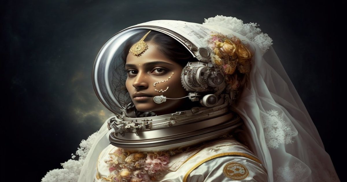 दुल्हन के रूप में इस तरह दिखते हैं अंतरिक्ष यात्री, कलाकारी हैरान कर ...
