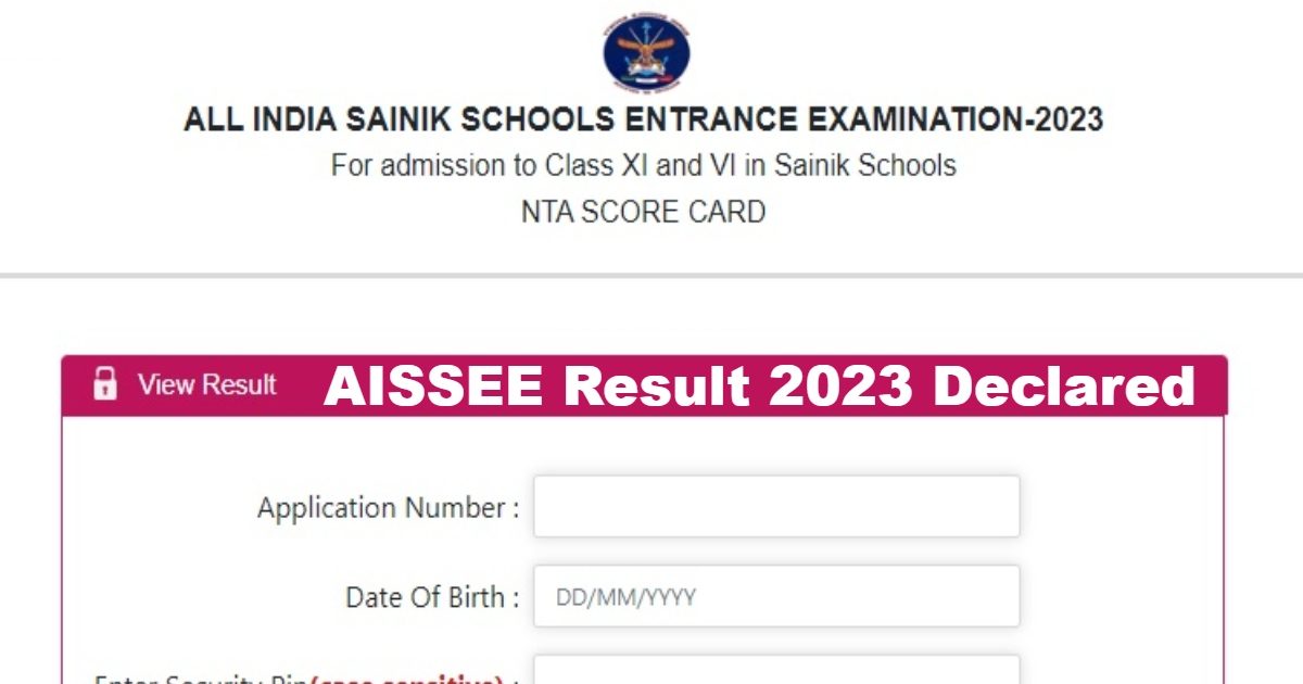 AISSEE Result 2023 declared for admission in class 6th 9th in Sainik ...