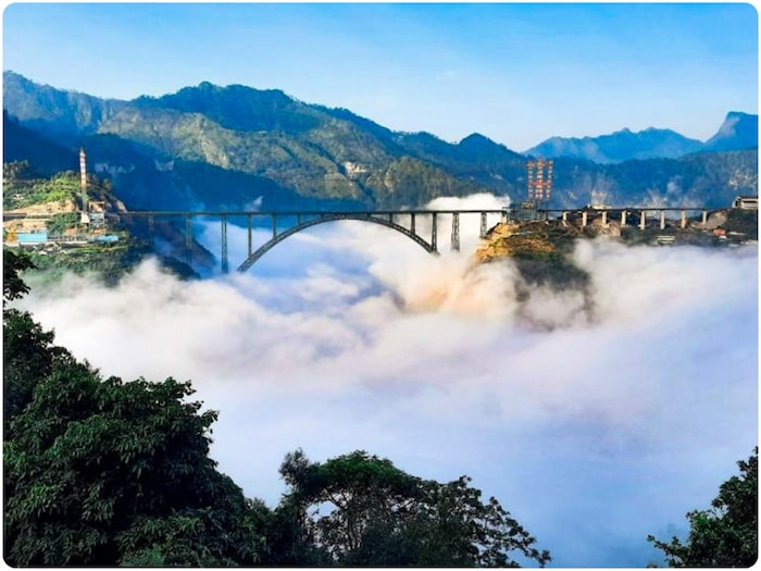 Chenab rail bridge track laying work begins on world highest rail ...
