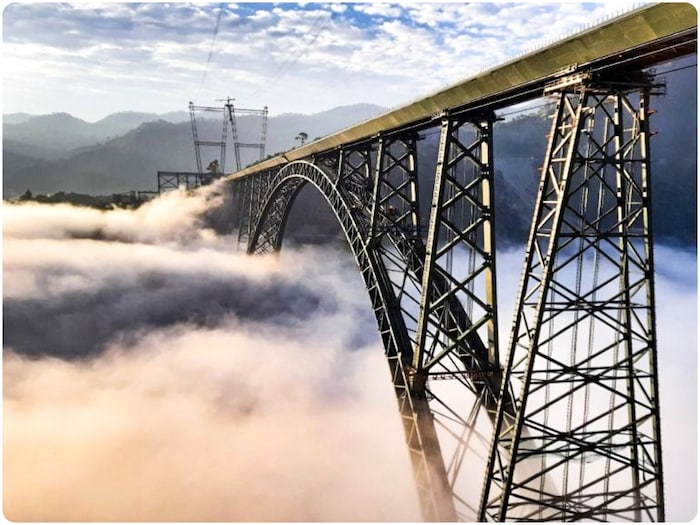Chenab rail bridge track laying work begins on world highest rail ...