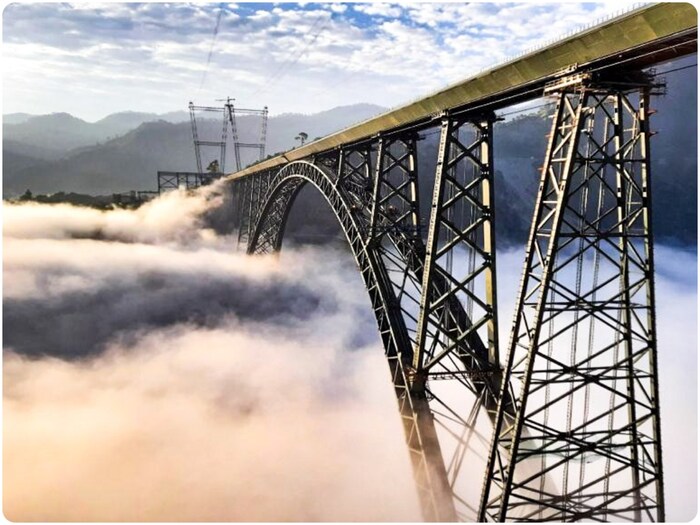 Chenab rail bridge track laying work begins on world highest rail ... Chenab rail bridge track laying work begins on world highest rail ...