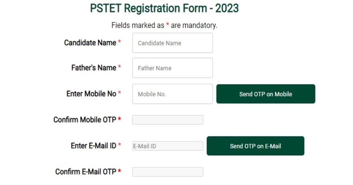 PSTET 2023 Registration Application process for PSTET starts apply ...