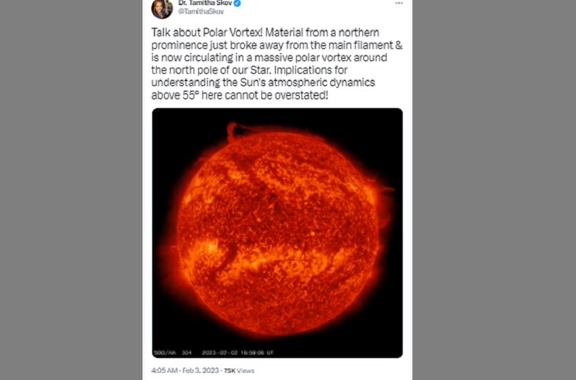 Part of Sun is broken Polar Vortex on North Pole of Sun gives this ...