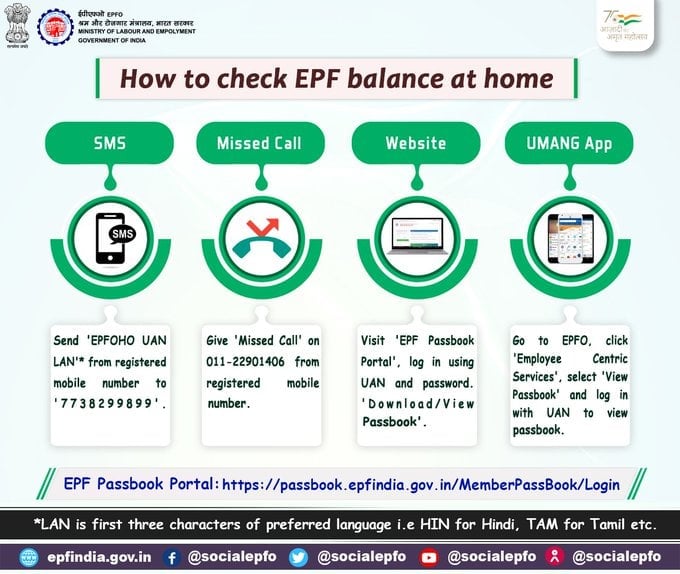 EPF interest deposit how to check pf account balance epfo tell 4 ways ...