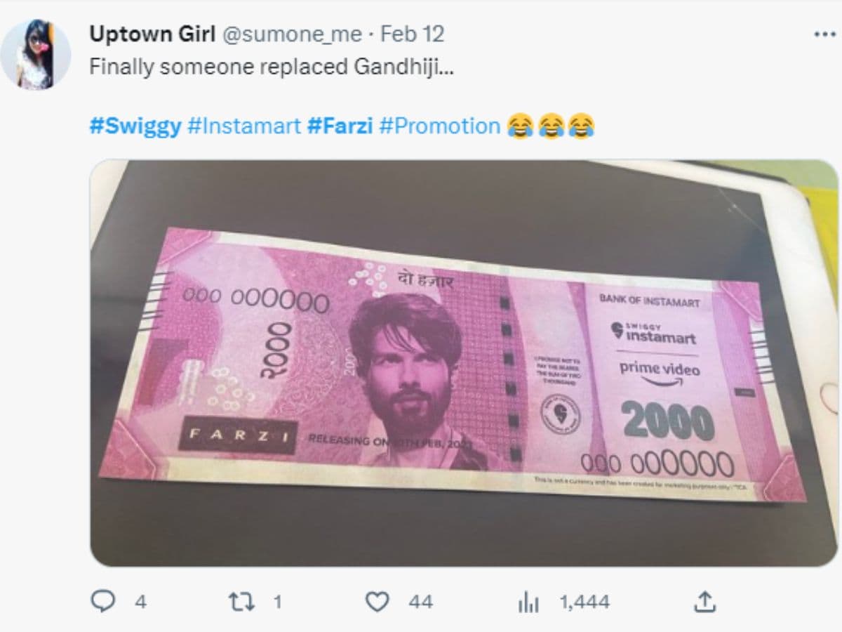 Swiggy 2000 rupees fake note to customers promote shahid kapoor vijay ...