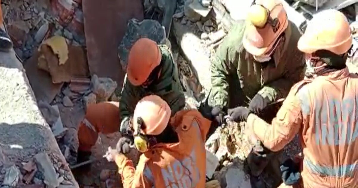 NDRF team continuously removing debris rescue operation going on 24 ...
