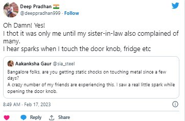 Bengaluru people experiencing static shock while touching metal object ...