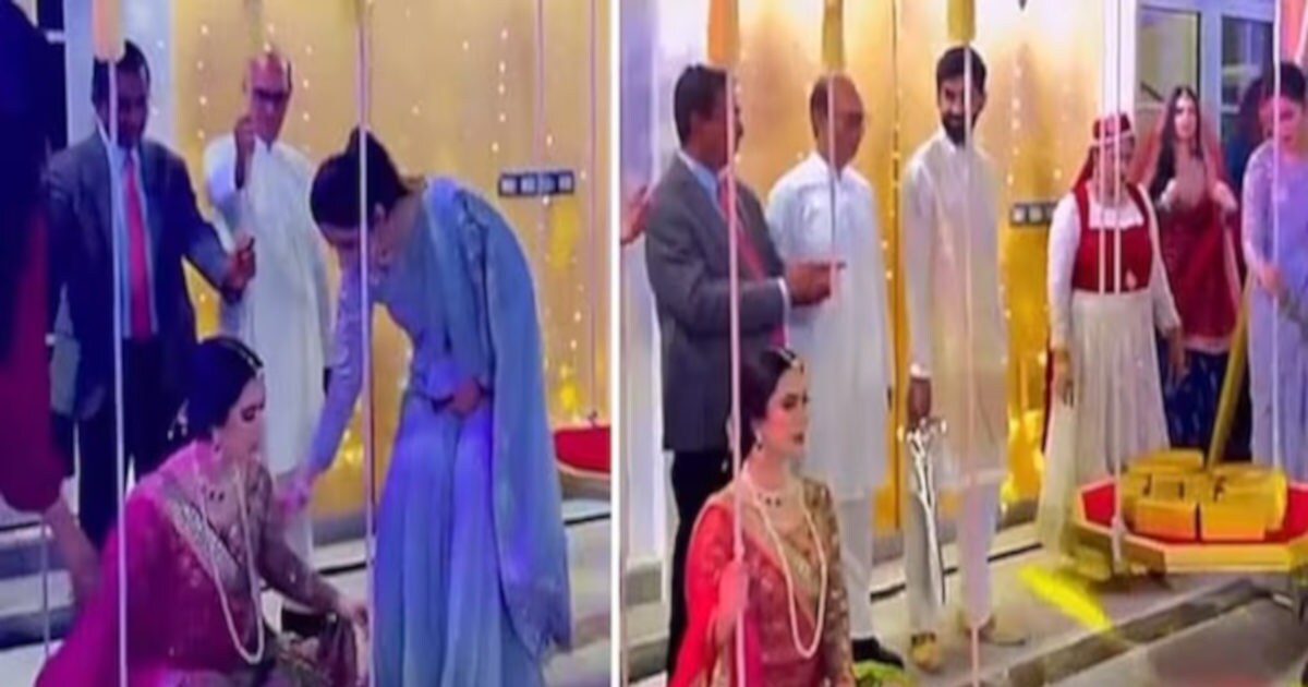 Pakistani girl lavish wedding video viral family weight bride in gold ...