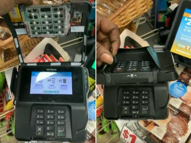 Card skimming theft scamming Card shimmer put on pos machine in shop ...