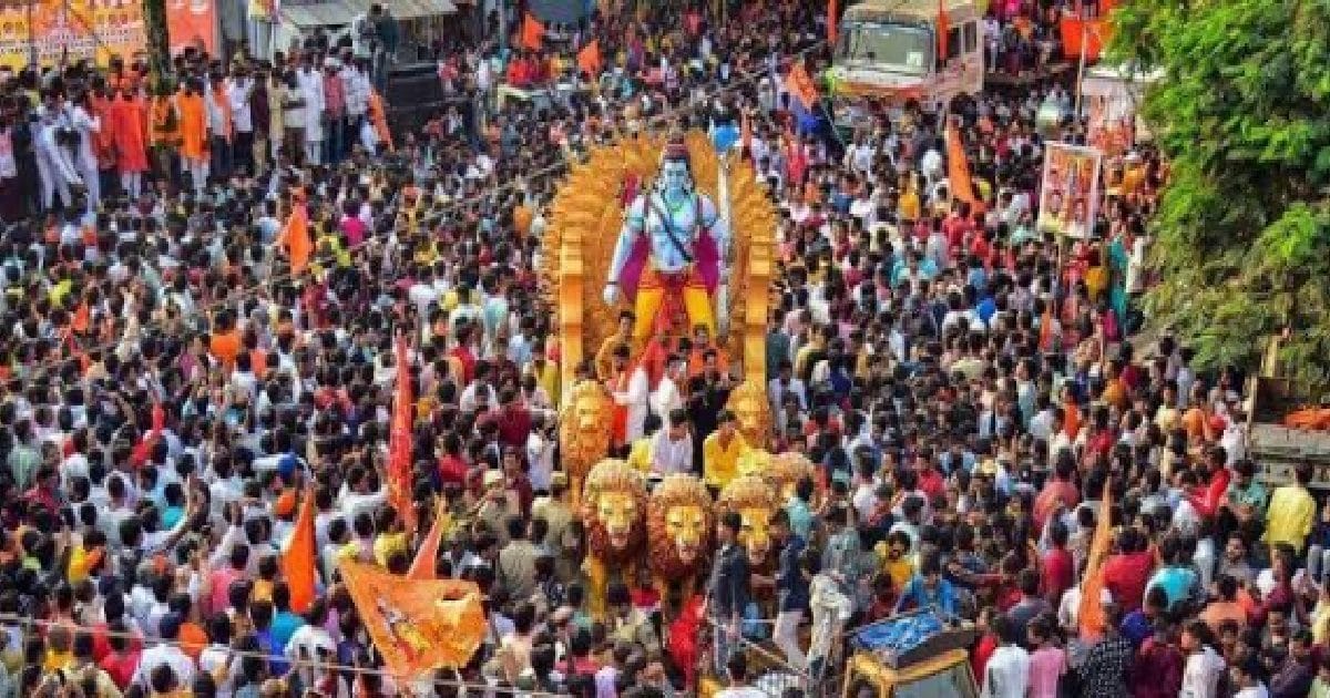 Ram Navami 2023 first mangala procession hazaribagh international ram navami heavy force ...