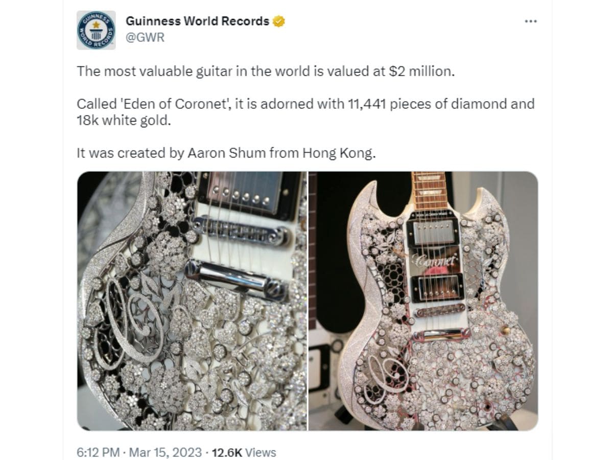 11,441 हीरे, 18 कैरेट गोल्ड से बना है दुनिया का सबसे महंगा गिटार! कीमत ...