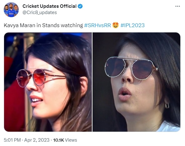 Sunrisers Hyderabad CEO Kavya Maran spotted in SRH vs RR Clash IPL 2023 ...