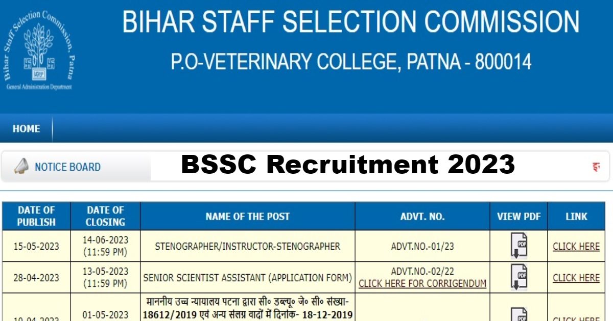 BSSC Recruitment 2023: बिहार SSC में नौकरी पाने का एक बढ़िया मौका ...