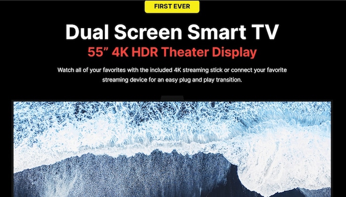 Dual screen telly smart tv free for 5 lakh customer 55inch screen sound ...