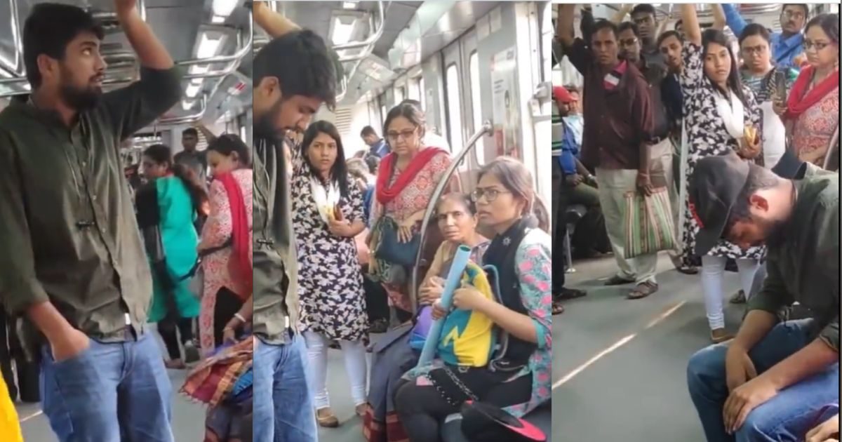 मेट्रो में जगह के लिए लड़के ने लगाया गजब का जुगाड़, सीट लेने के लिए ...