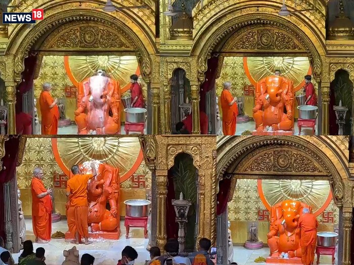 400 years old moti dungri ganesh mandir anointing lord ganesha with 151 ...
