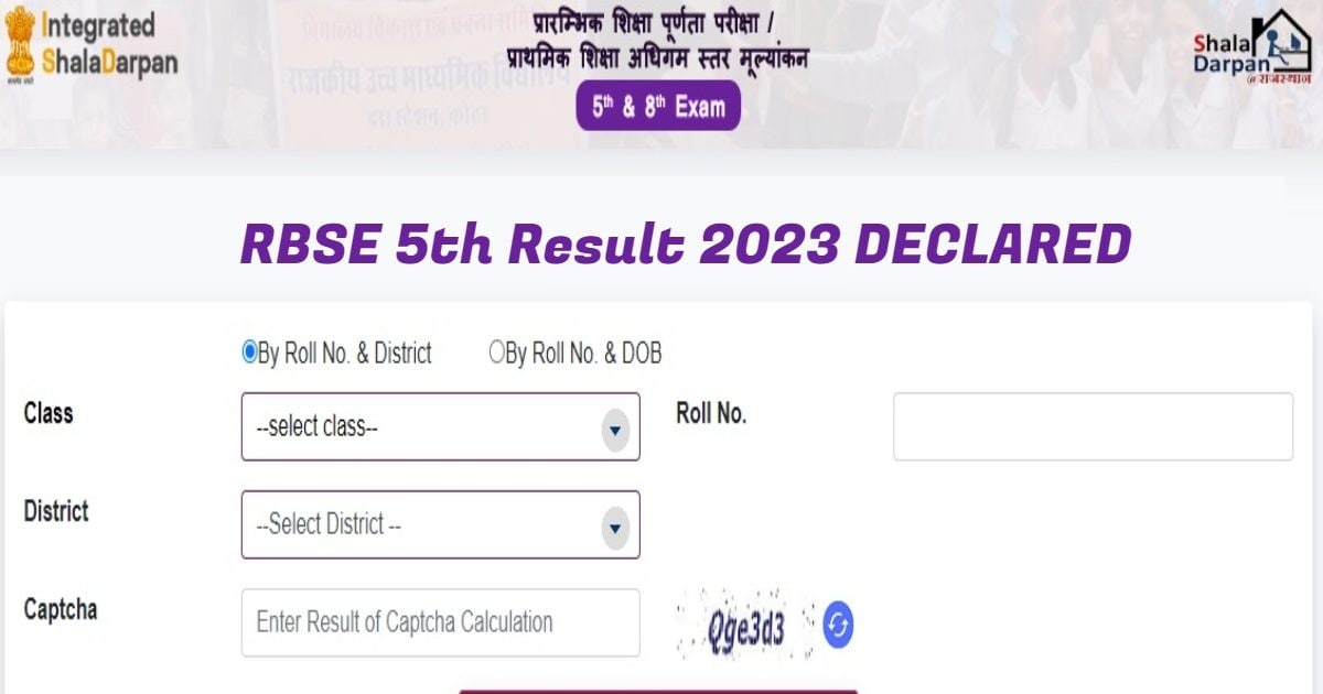 RBSE 5th Result 2023 DECLARED: राजस्थान बोर्ड ने जारी किया कक्षा 5वीं ...