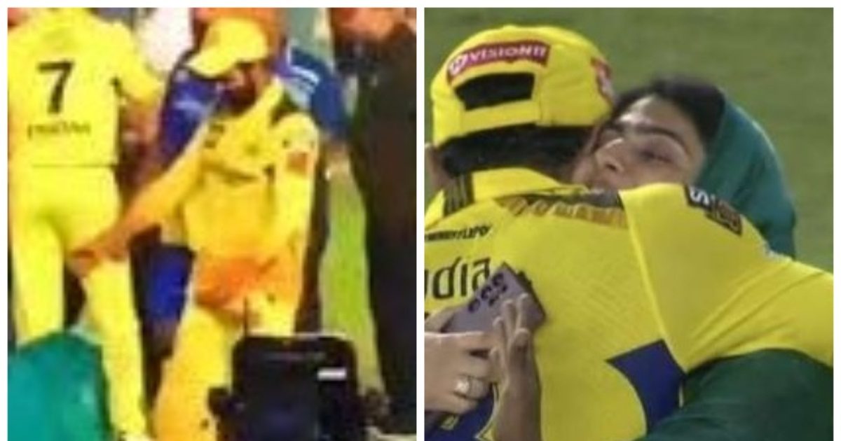 Ravindra Jadeja wife Rivaba touched her husband feet after all rounder hit winning runs for CSK ...