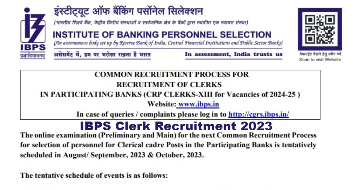 IBPS Clerk Recruitment 2023 at ibps.in: देश भर के बैंकों में 6000 से ...