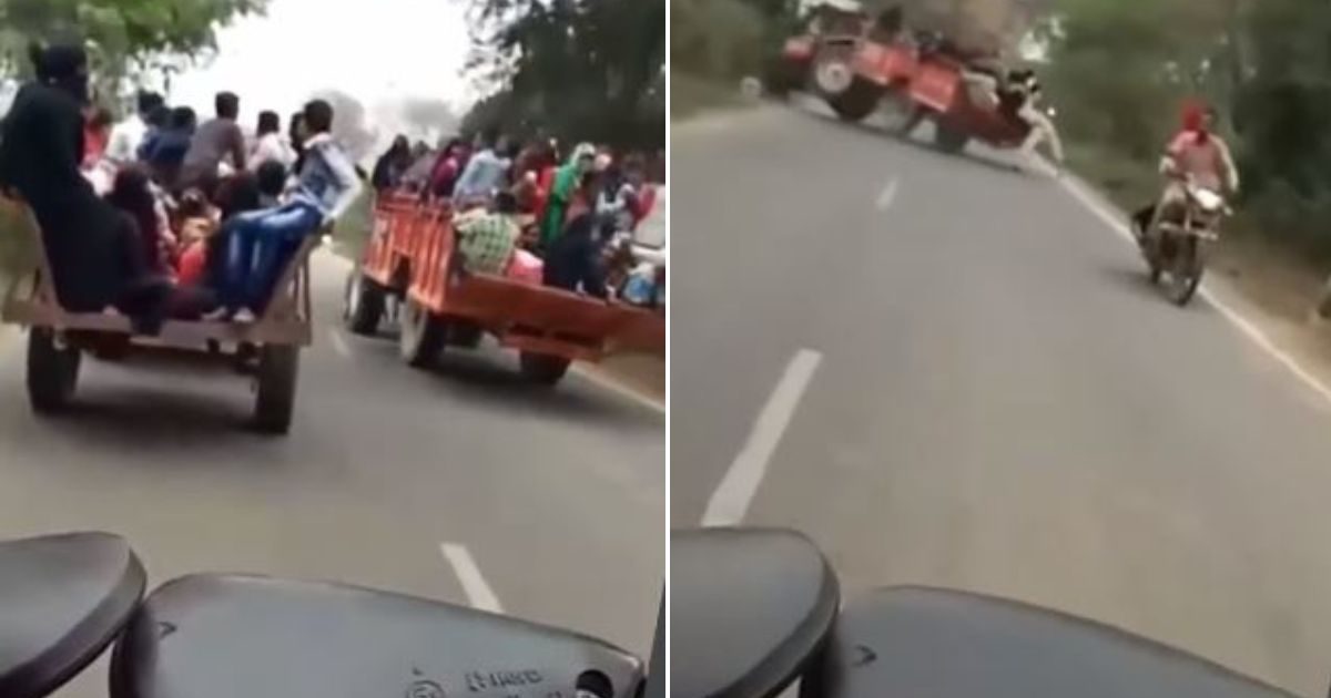 Viral Video: लोगों से भरे ट्रैक्टर ने किया ओवरटेक, अचानक बिगड़ा बैलेंस ...